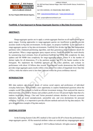 Fast raq a fast approach to range aggregate queries in big data environments | PDF