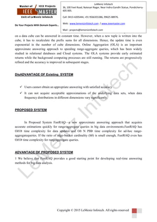 Fast raq a fast approach to range aggregate queries in big data environments | PDF