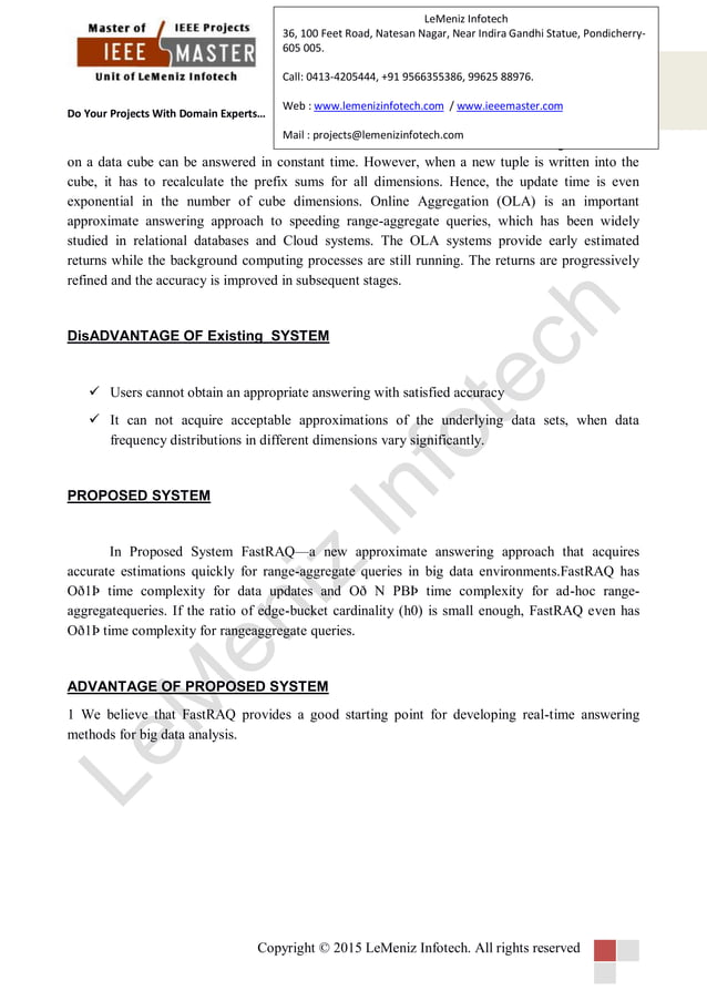 Fast raq a fast approach to range aggregate queries in big data environments | PDF