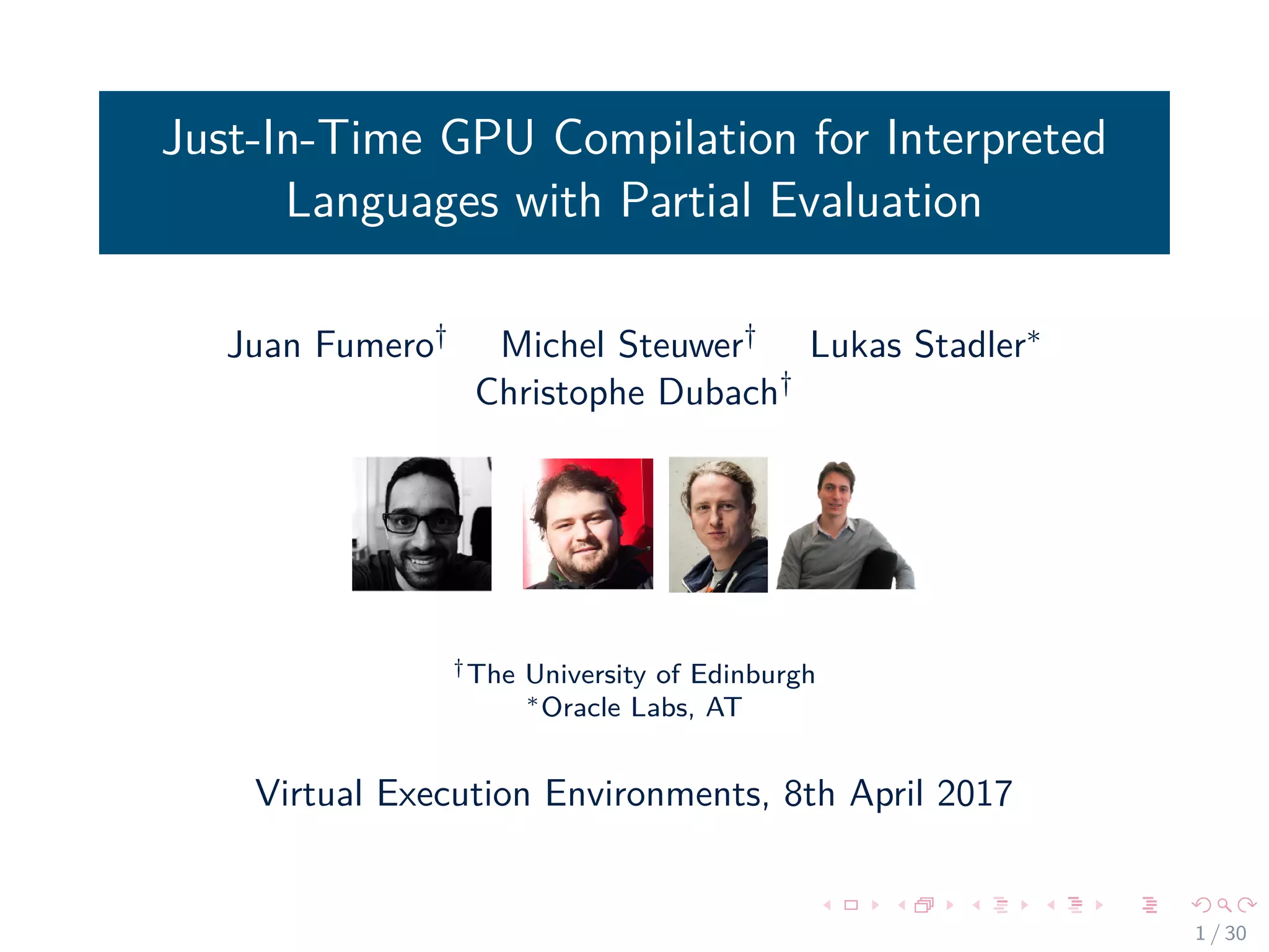 Just-In-Time GPU Compilation for Interpreted Languages with Partial ...