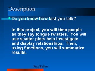 Fast talker (algebra i) | PPT