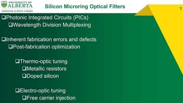 Fast Thermo Optic Optimization Of High Order Soi Microring Optical Filters Be Method Of Gradient