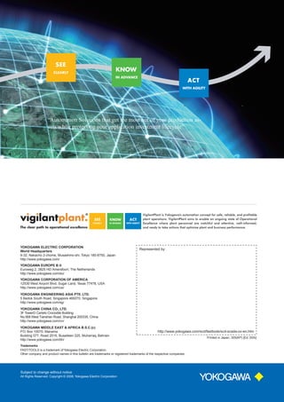Brochure of Yokogawa's Fast/Tools Supervisory Systems | PDF