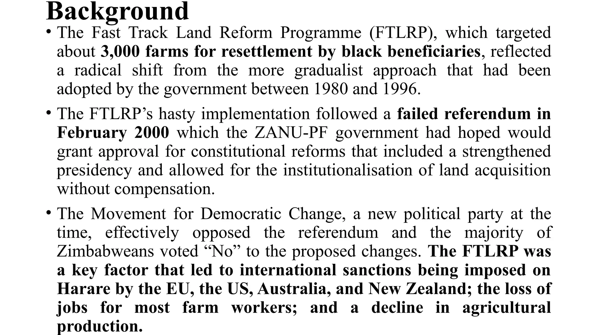 Fast Track Land Reform Program in Zimbabwe.pptx
