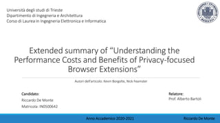 Extended summary of “Understanding the Performance Costs and Benefits of Privacy-focused Browser ...