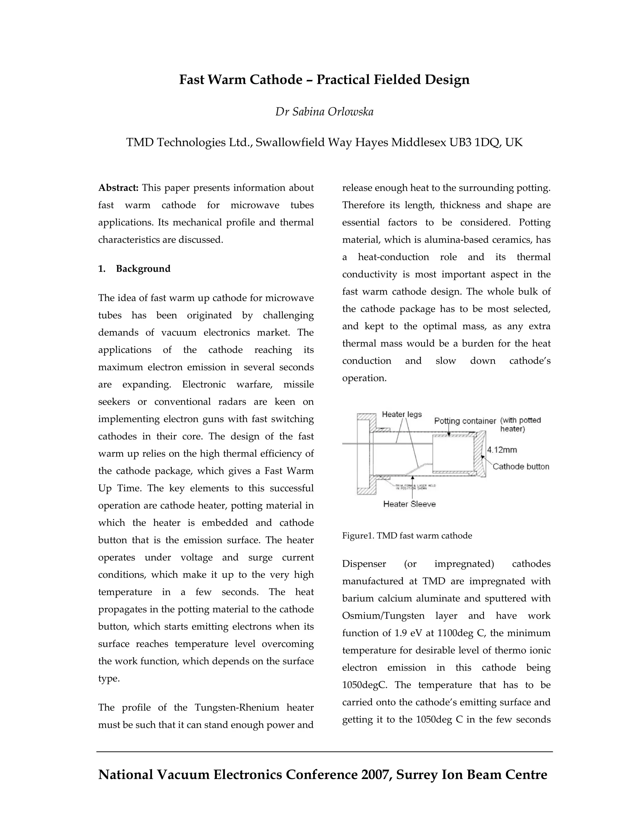 Fastwarm Cathode Design | PDF