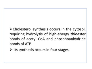 Cholesterol Absorption, synthesis, Metabolism & Fate | PPT