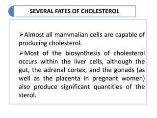 Cholesterol Absorption, synthesis, Metabolism & Fate | PPT