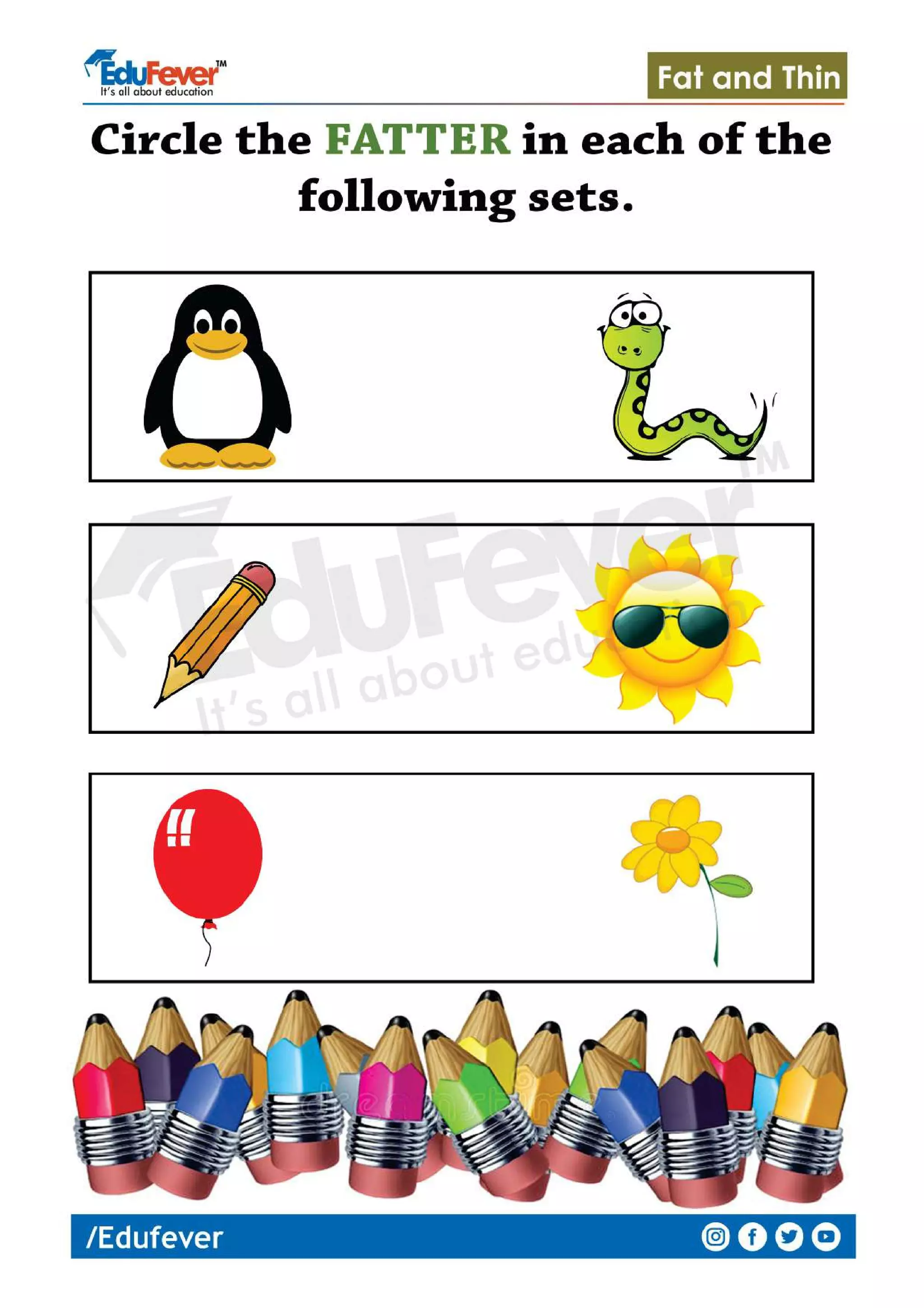 Fat and thin - LKG Worksheet | PDF