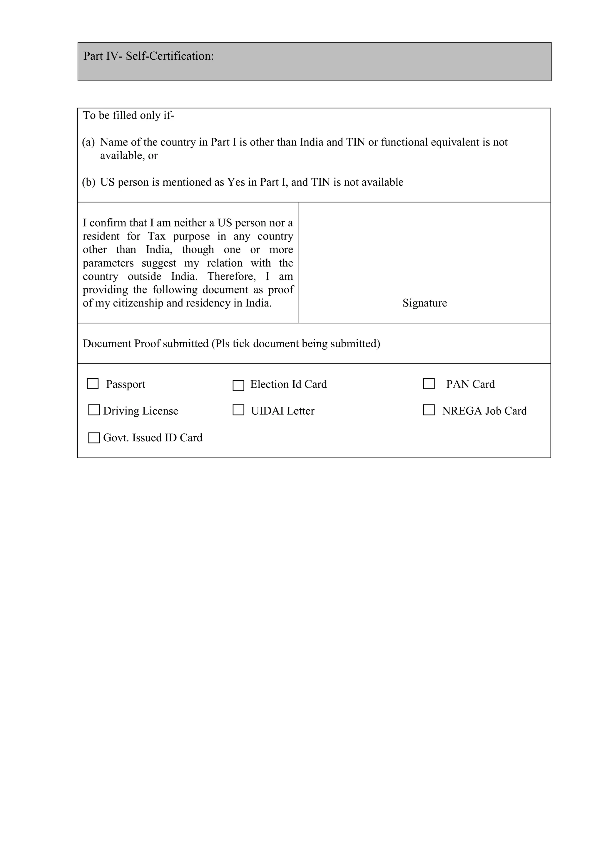 Fatca self declaration format | PDF