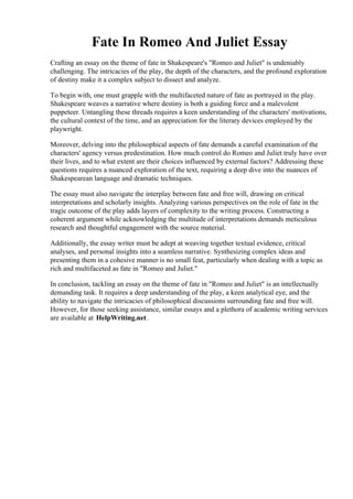 Fate In Romeo And Juliet Essay.pdf