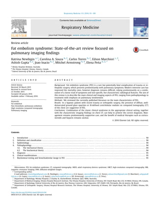 Fat embolism syndrome state of-the-art review focused on | PDF