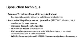 FAT GRAFTING donor site harvesting complications | PPTX