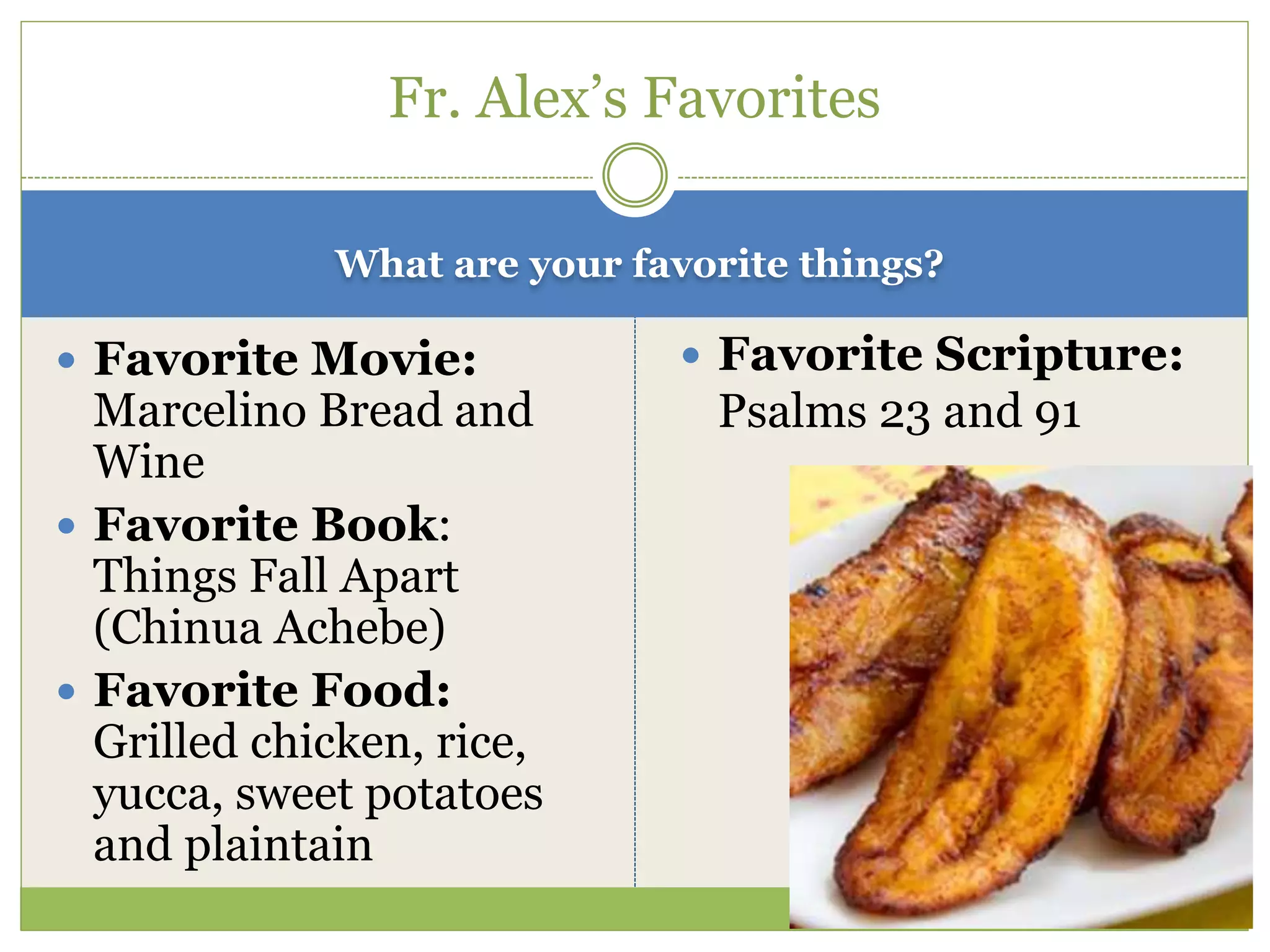 Welcome Father Alex and Father Kauffmann | PPT