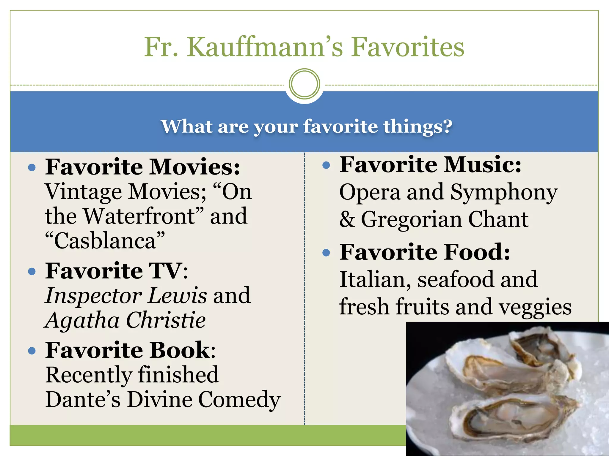 Welcome Father Alex and Father Kauffmann | PPT