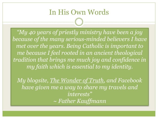 Welcome Father Alex and Father Kauffmann | PPT