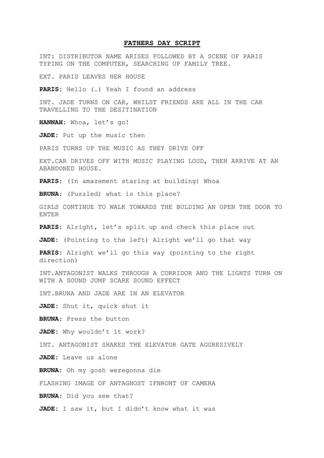 Fathers day script | DOCX | Movies | Entertainment