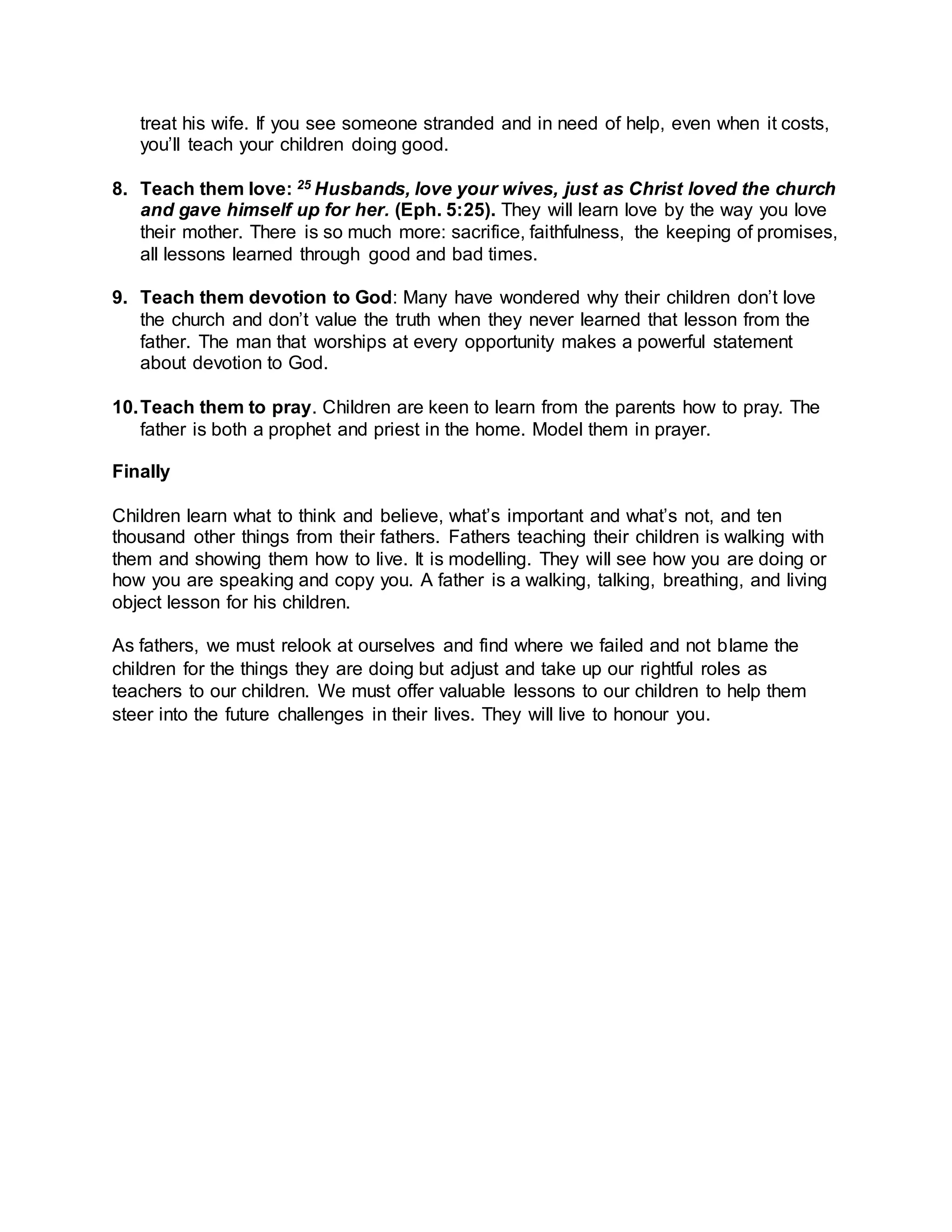 Fathers Must Teach Their Children | PDF