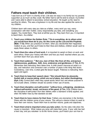 Fathers Must Teach Their Children | DOCX