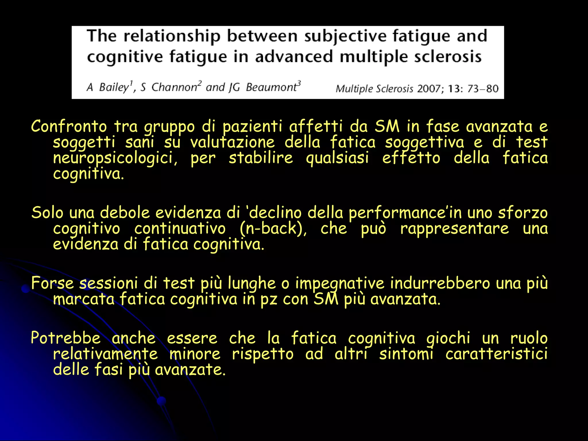 Fatica cognitiva - SCAN Onlus | PDF