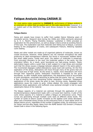 Fatigue analysis using caesar ii | DOC