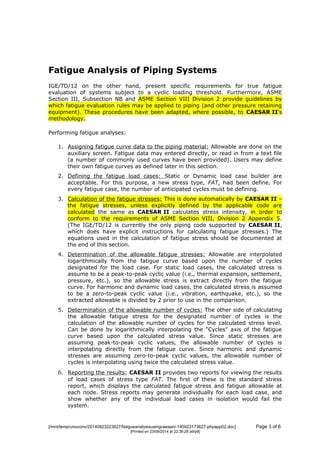Fatigue analysis using caesar ii | DOC