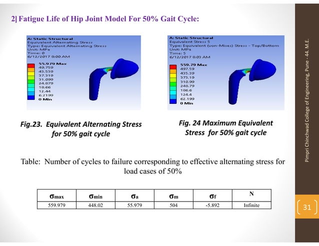 Fatigue life estimation of Human artificial hip joint based on modeling and simulation | PPT