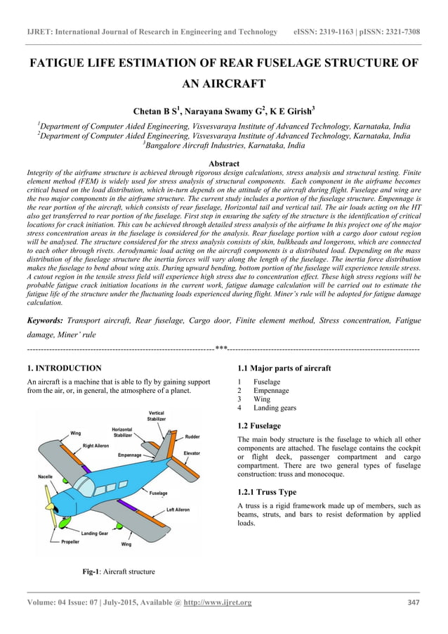 Fatigue life estimation of rear fuselage structure of an aircraft | PDF ...