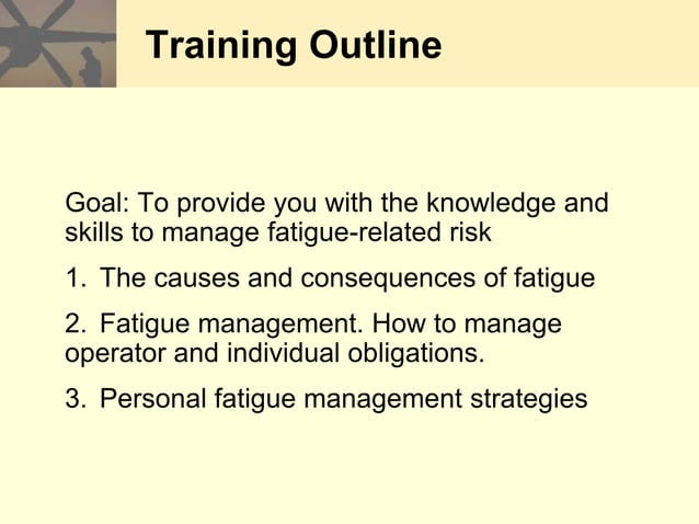 fatigue_management.ppt | Sleep Disorders | Diseases and Conditions