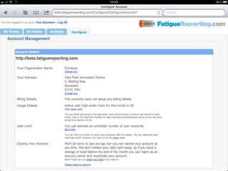 Fatigue Reporting Screenshots | PPT