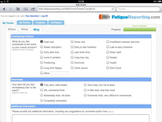 Fatigue Reporting Screenshots | PPT
