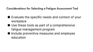types of fatigue tools used by ergonomist | PPTX | Sleep Disorders ...