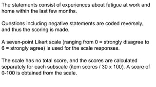 types of fatigue tools used by ergonomist | PPTX