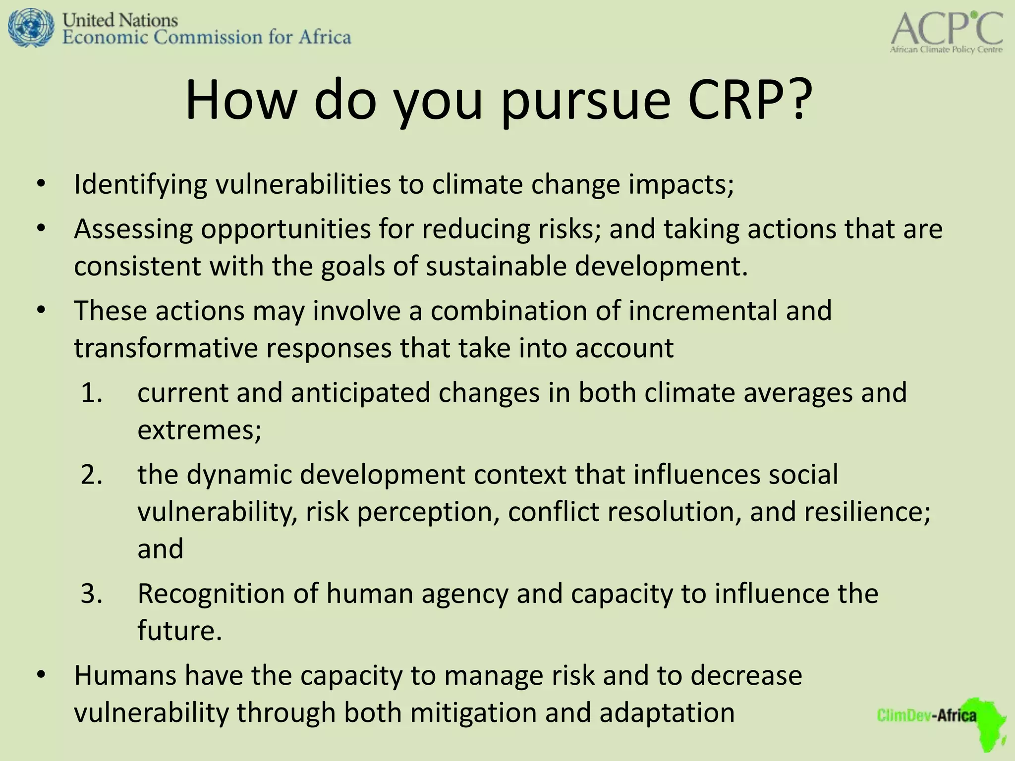 Climate Resilient Pathways, Adaptation, Mitigation and Sustainable ...