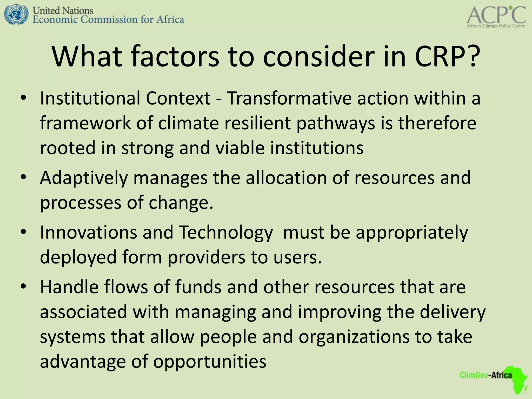 Climate Resilient Pathways, Adaptation, Mitigation and Sustainable ...