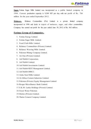 Financial Analysis of Fatima fertilizer Company limited | DOCX