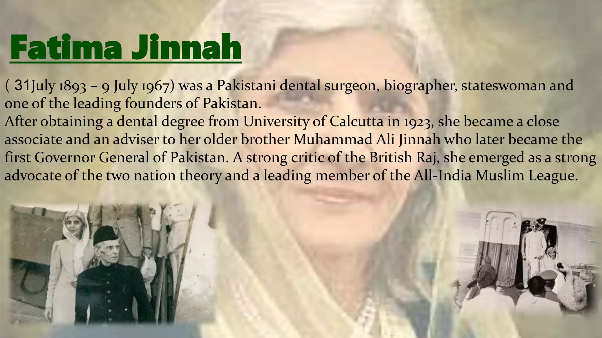 Fatima jinnah (Social Studies / Pakistan Studies) | PPTX