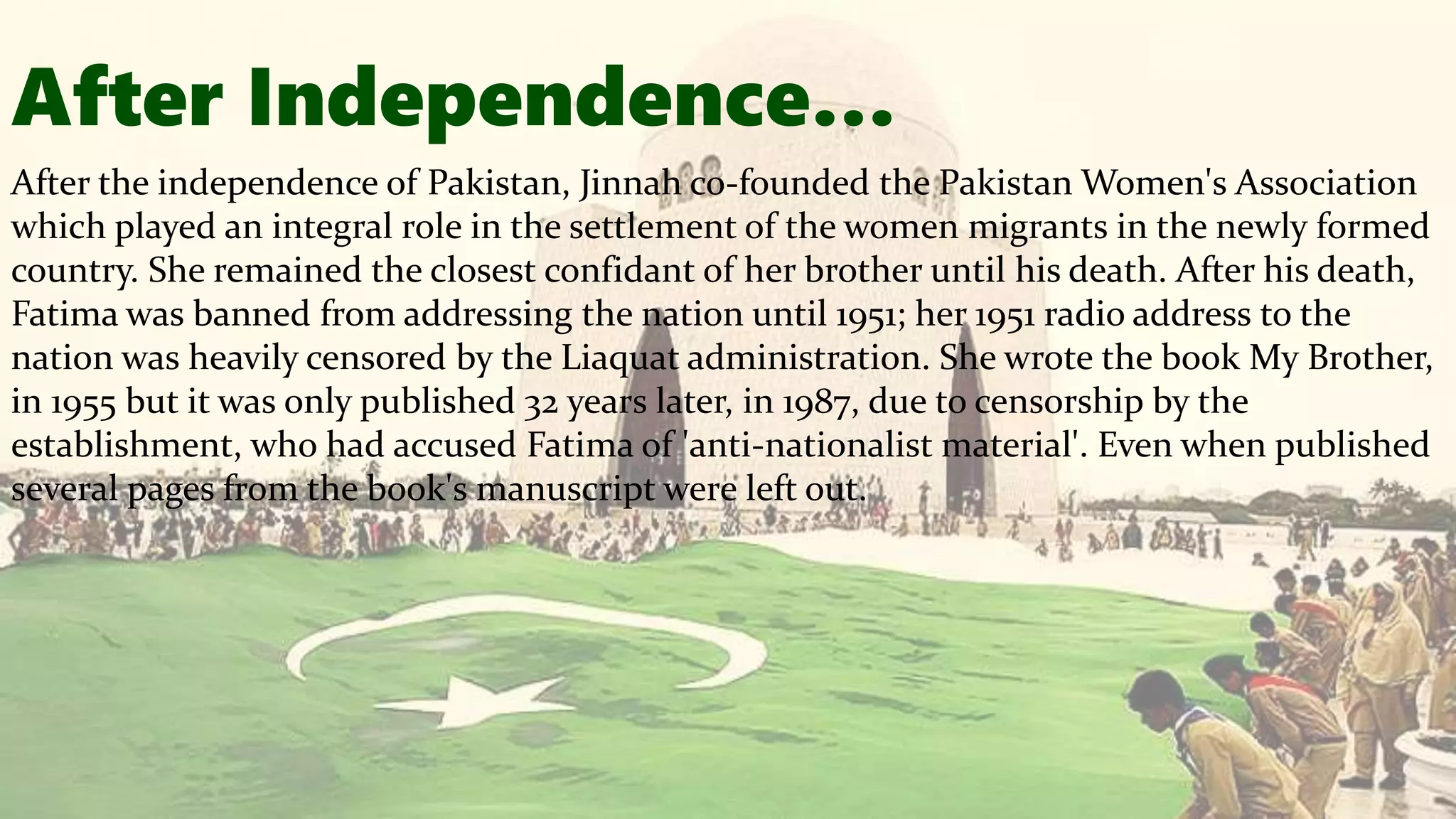 Fatima jinnah (Social Studies / Pakistan Studies) | PPTX