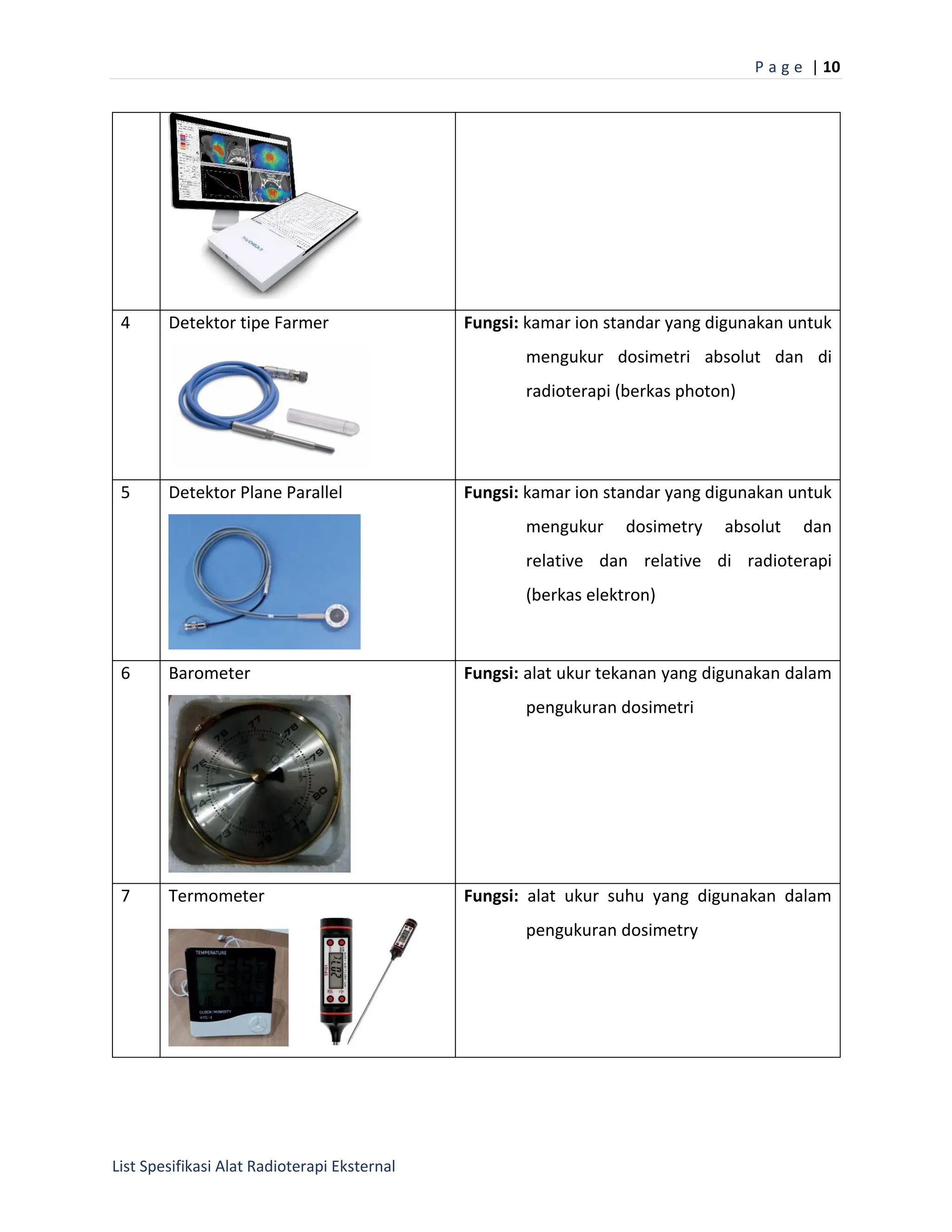 list spesifikasi alat radioterapi eksternal | PDF