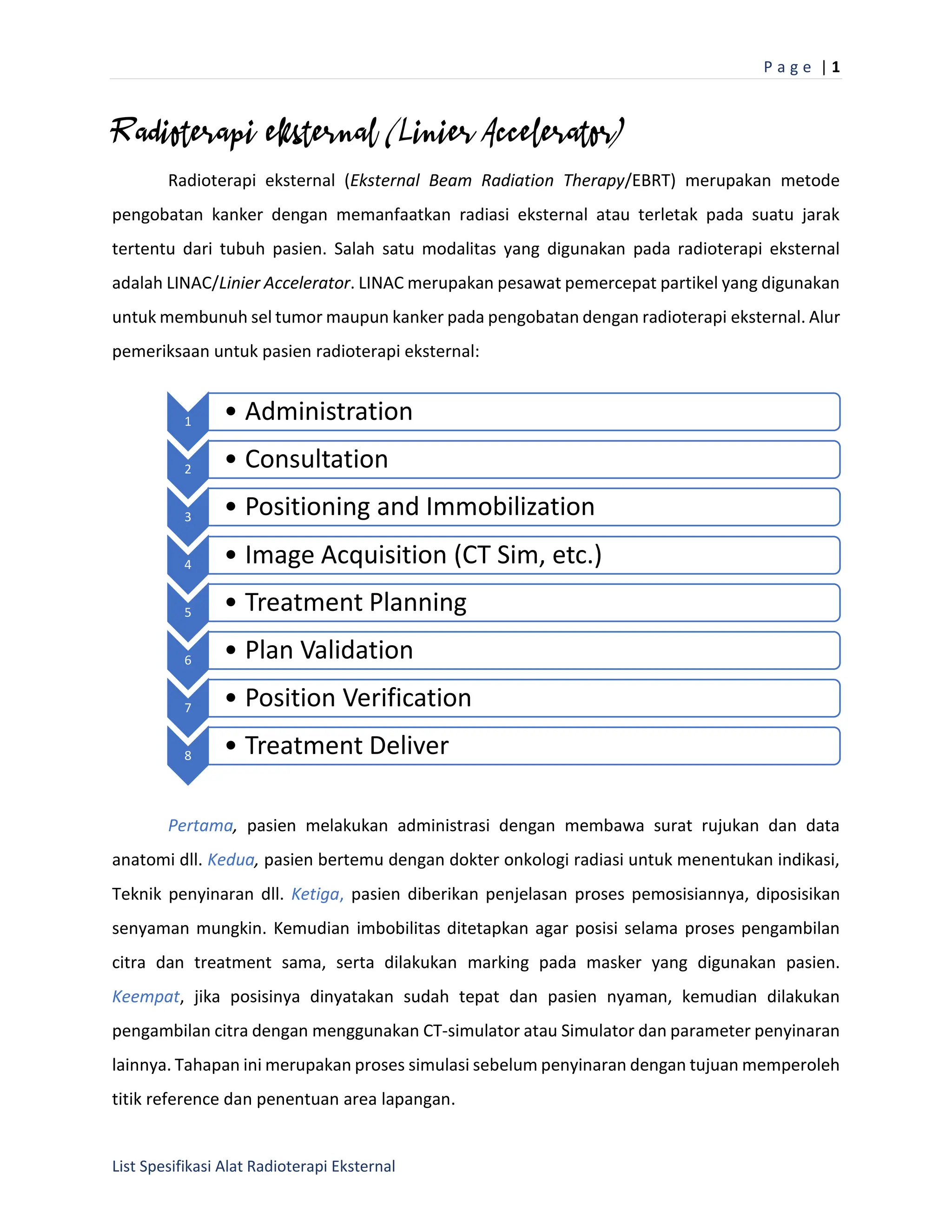 list spesifikasi alat radioterapi eksternal | PDF
