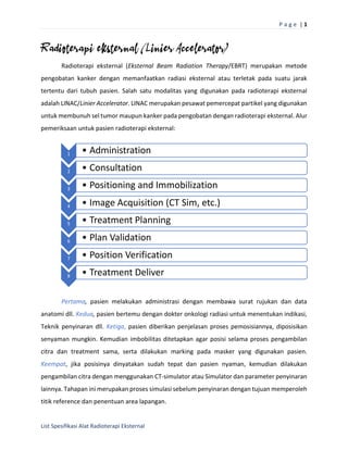 list spesifikasi alat radioterapi eksternal | PDF