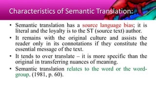 Peter Newmark's Sementic Translation | PPTX