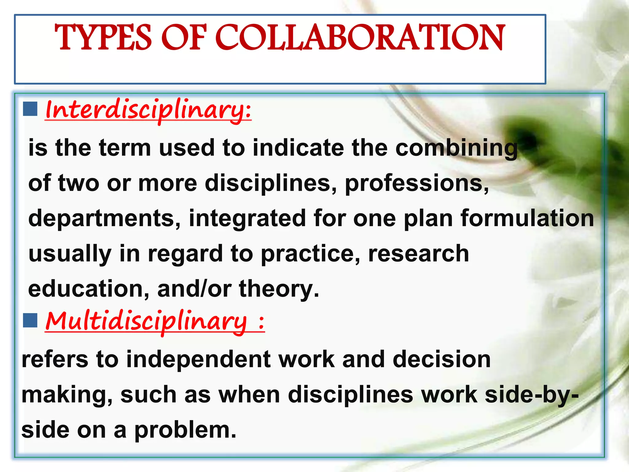 collaboration between services and education | PPTX