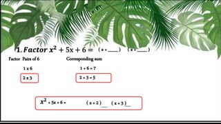 Fatoring Non Perfect Square Trinomial | PPTX