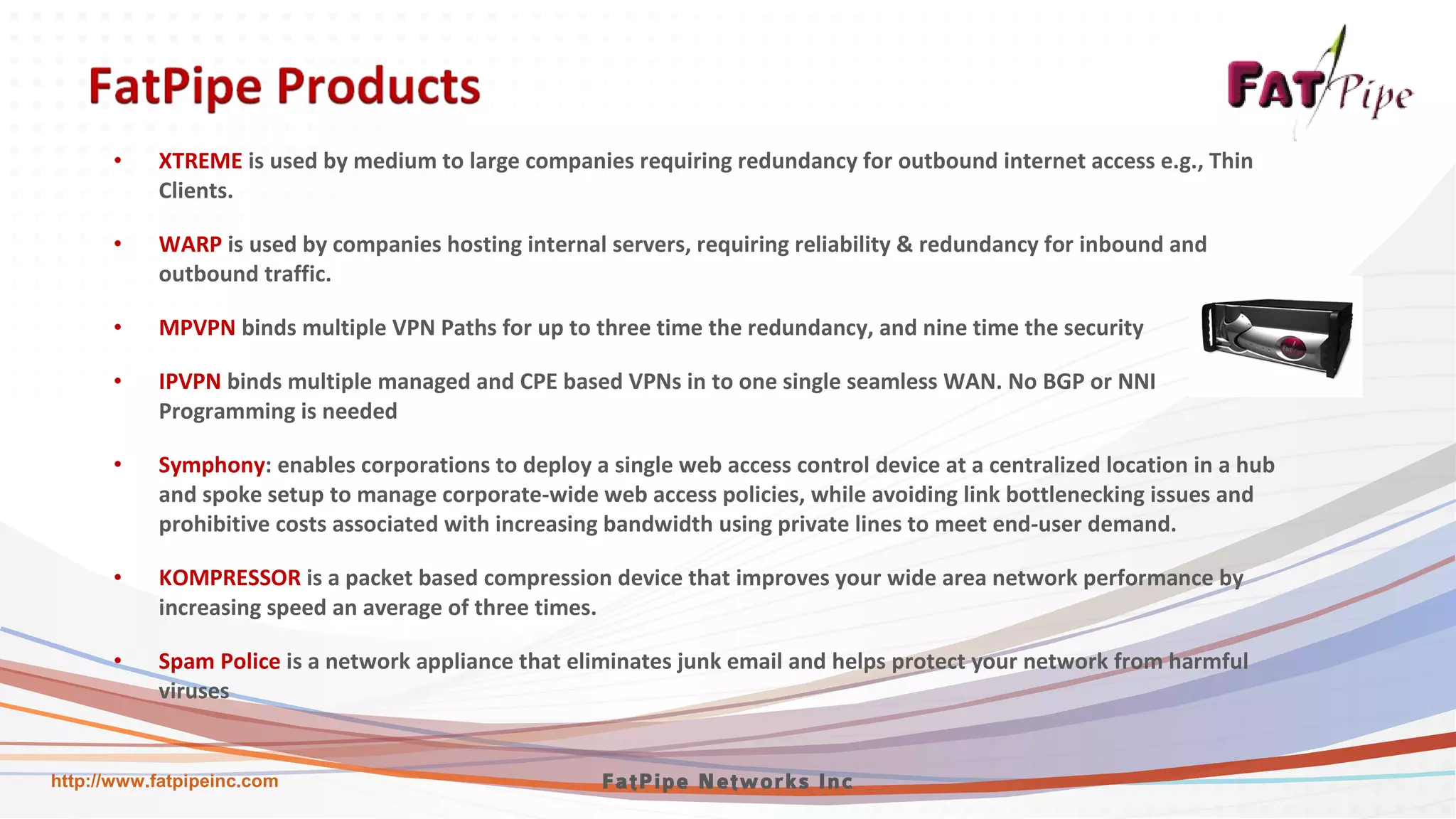 FatPipe Networks - High Avaliability | WAN Optimization Technology | PPT