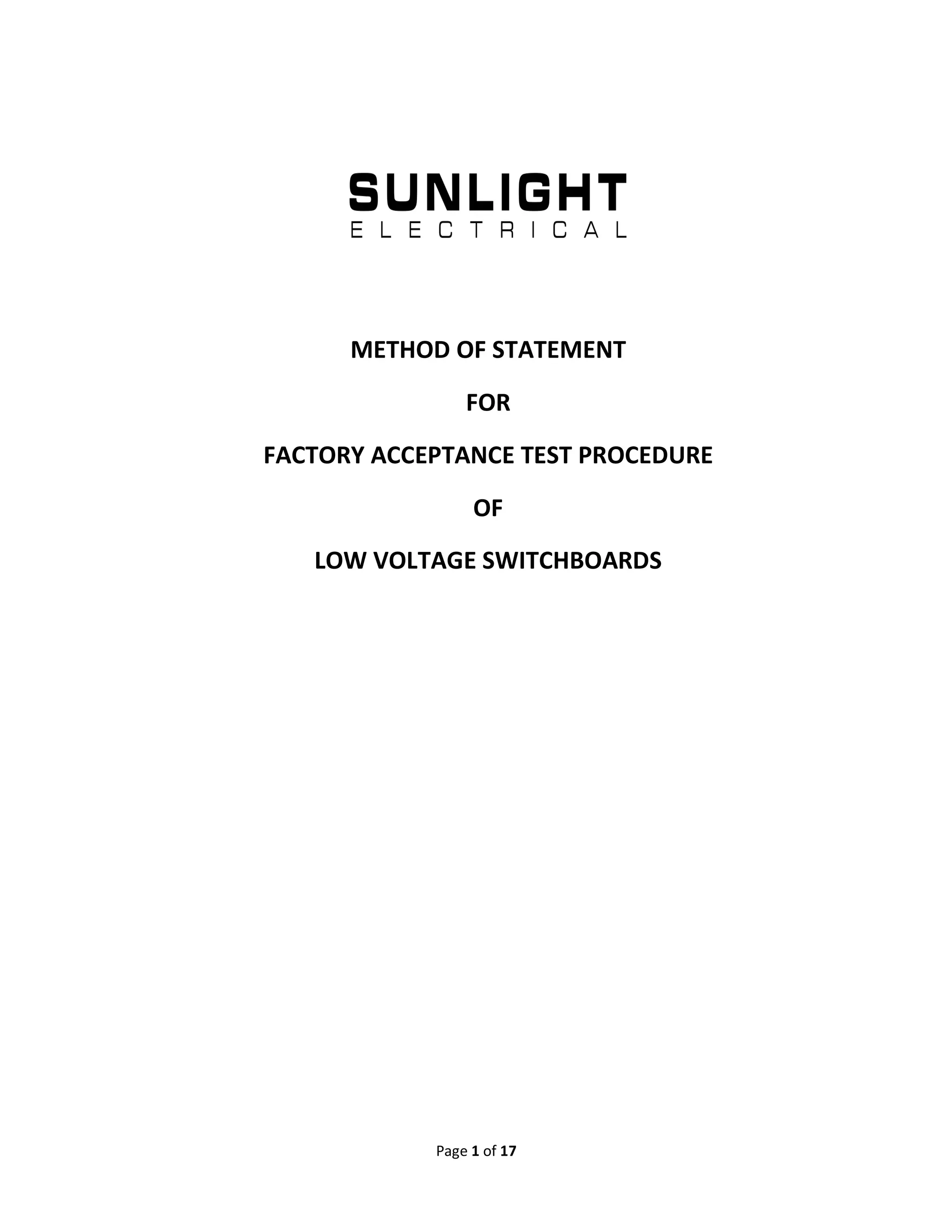 Fat procedure for lv switchboards | PDF