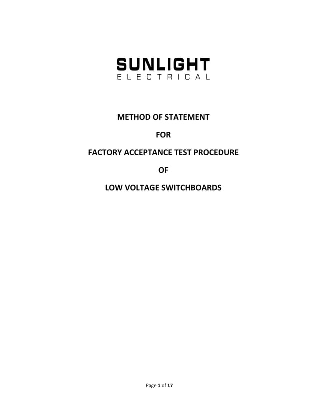 Fat procedure for lv switchboards | PDF