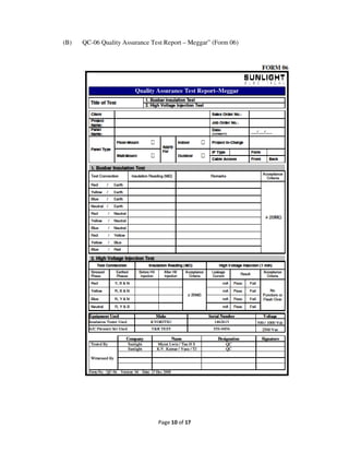 Fat procedure for lv switchboards | PDF