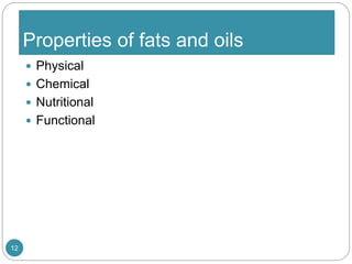 Characterstics of fats and oil & processing | PPTX