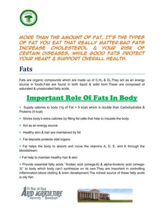 Fat role in body health | DOCX